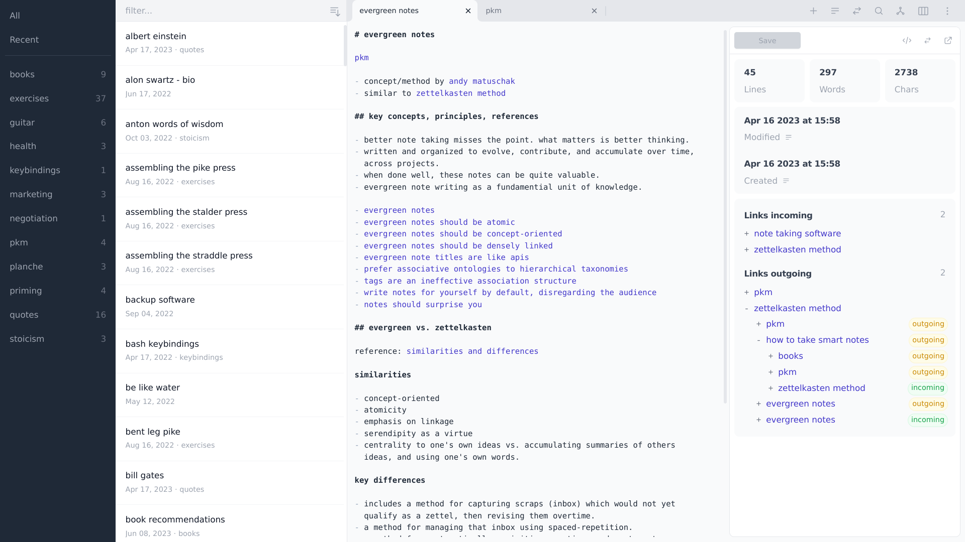 Github Alonswartznotesium Markdown Notes System With Bi Directional Links Vim Integration